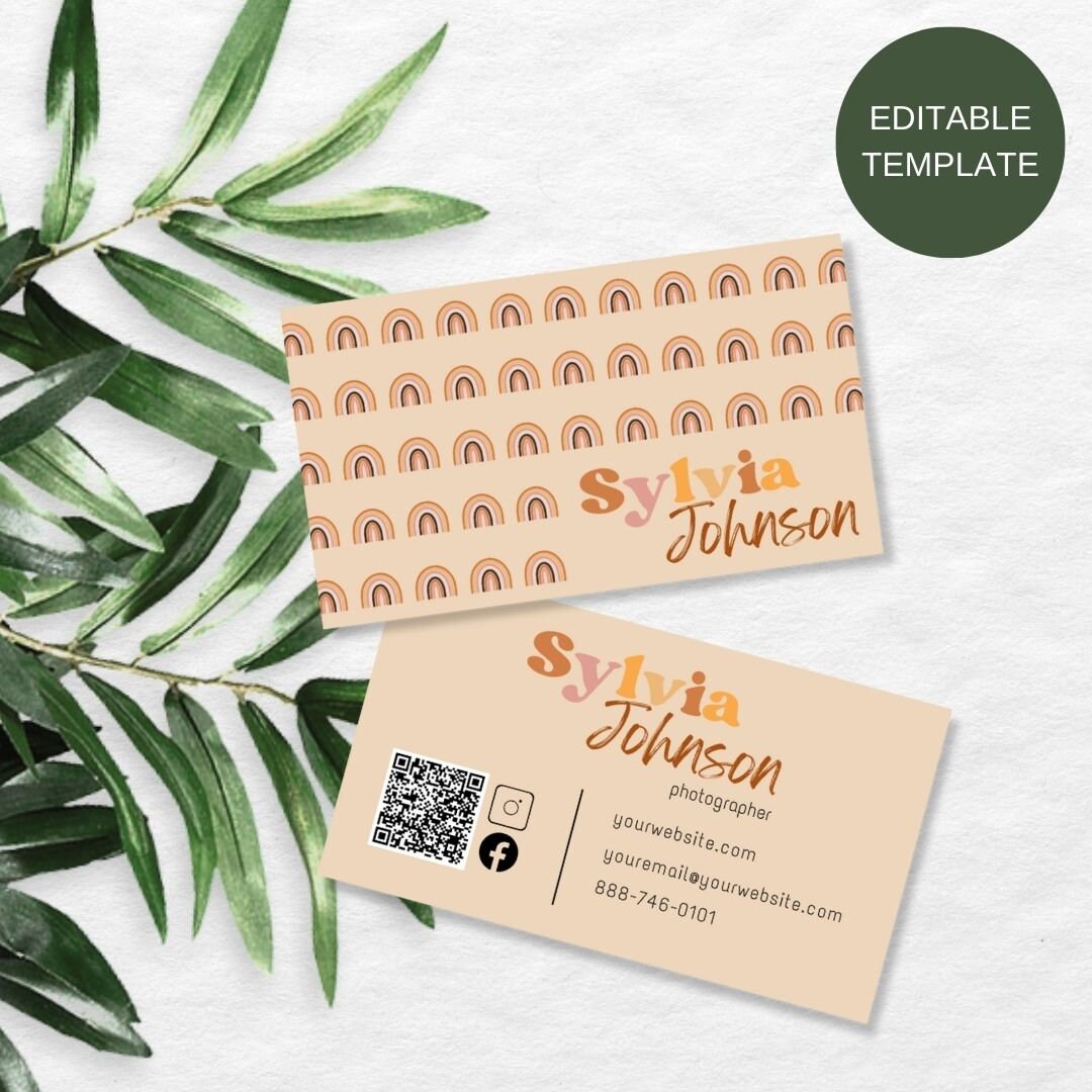 Editable Retro Business Card 70s Inspired Business Card - Etsy