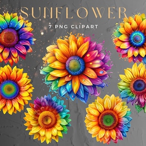 Colorful Sunflower Clipart, Sunflower Design Clipart, Sunflower ...