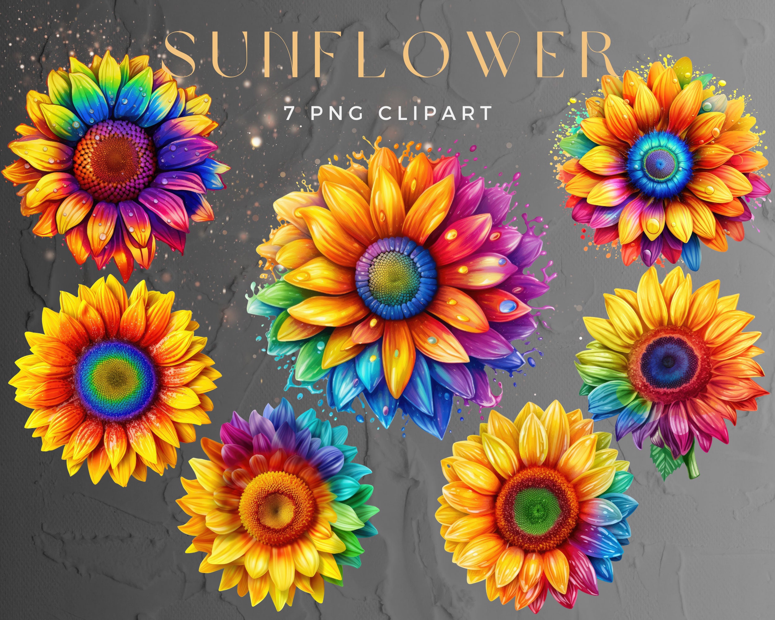 Colorful Sunflower Clipart, Sunflower Design Clipart, Sunflower ...