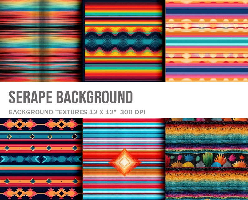 Mexican Serape Digital Paper Western Backgrounds Printable Scrapbook ...
