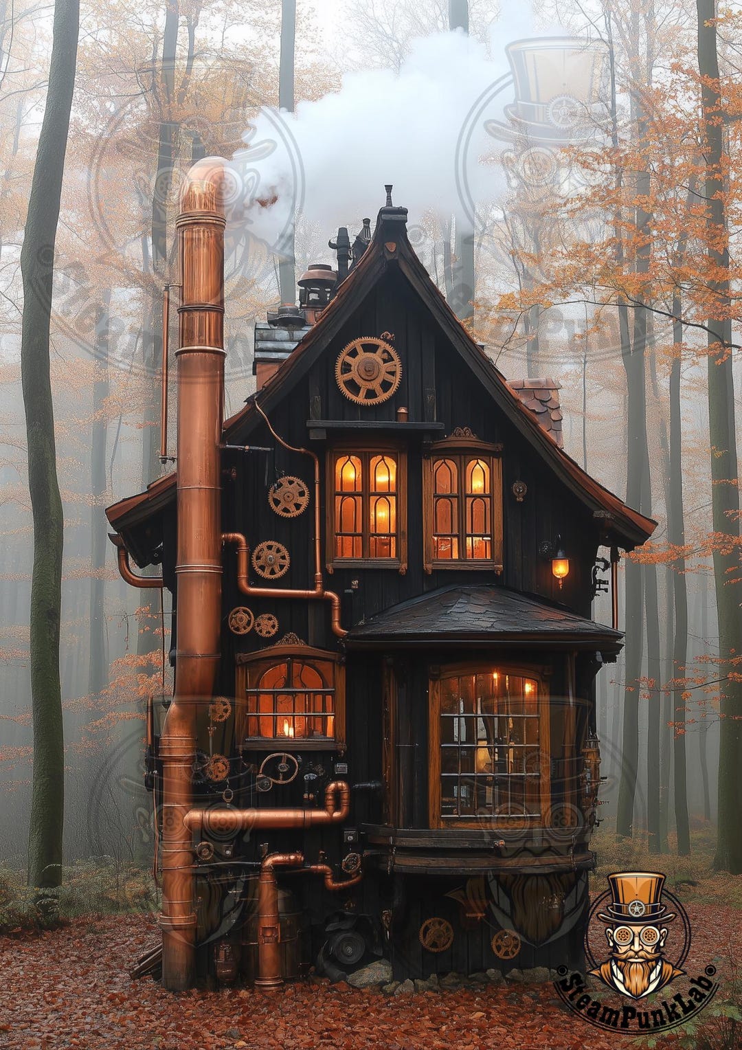 Steampunk Shelter: Wooden Cabin With Mechanical Elements - Etsy