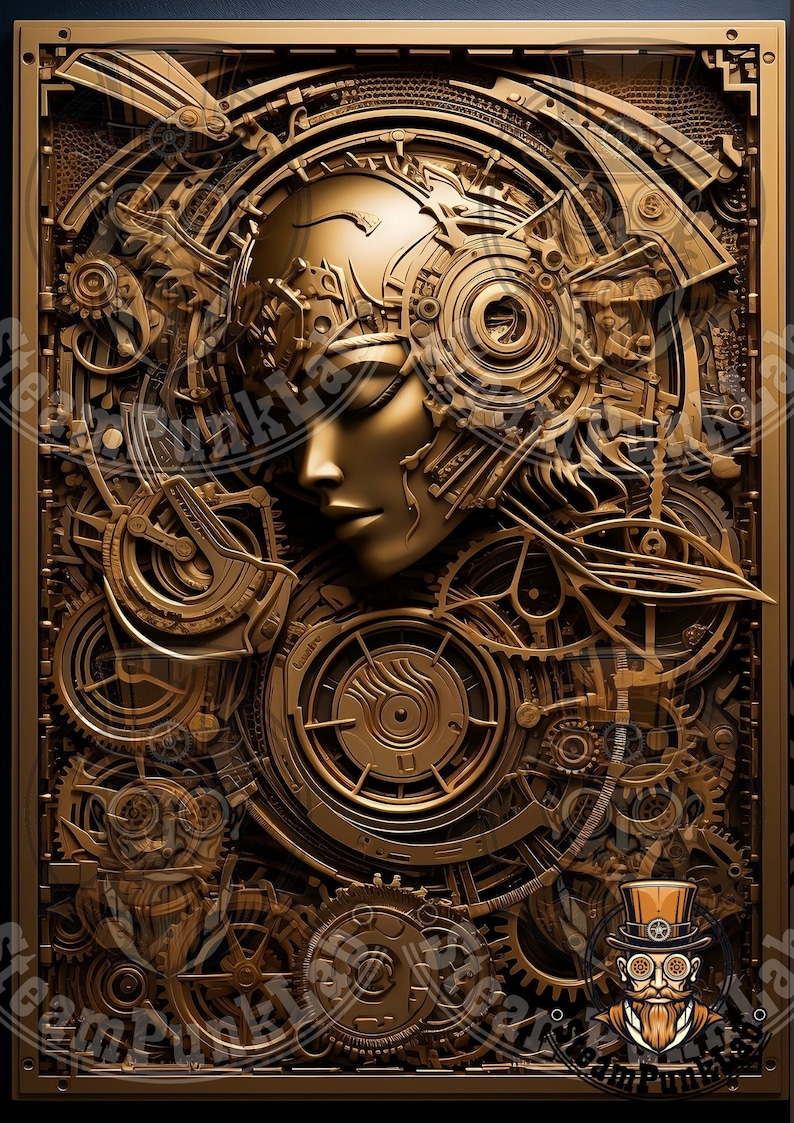 Steampunk Woman Brass Engraving - Captivating Retro-futuristic Artwork ...