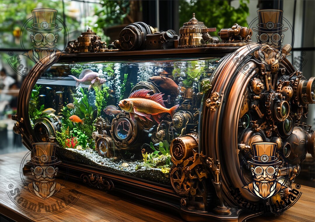Steampunk Aquarium: Underwater Ecosystem in a Mechanical Setting - Etsy UK