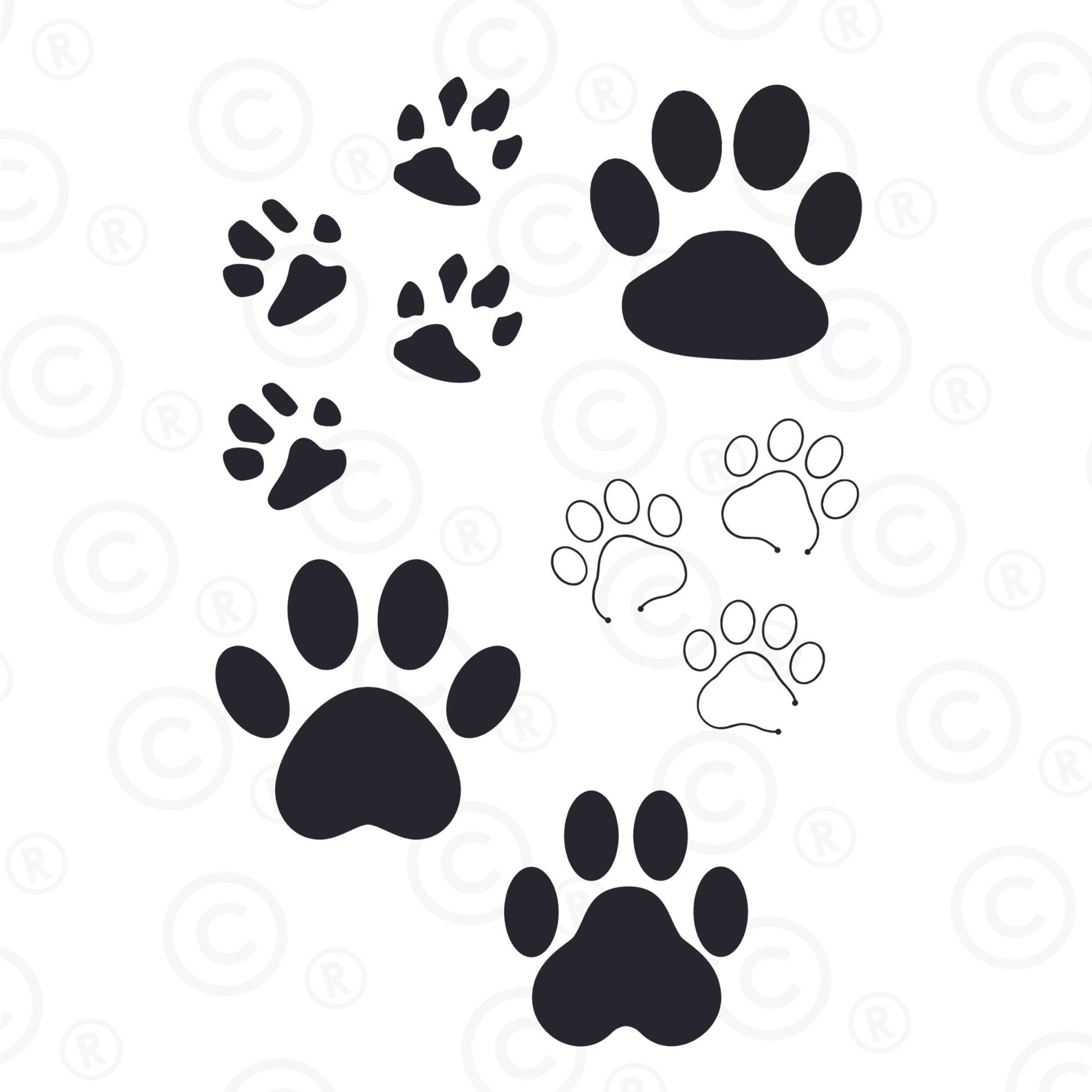 Dog Paw Prints Svg, Instant Download SVG, JPG, PDF, Png, Digital ...