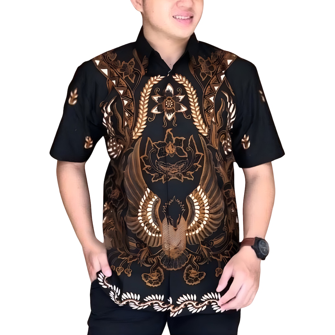 Men's Indonesia Batik Shirt, Short Sleeve Unique Pattern Astama - Etsy