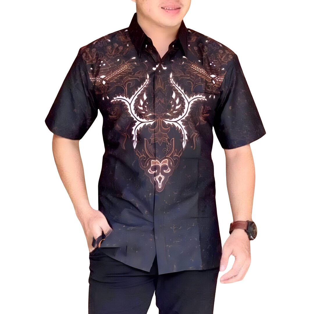 Men's Indonesia Batik Shirt Blue Long Sleeve Unique Pattern Andharu - Etsy