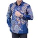 Men's Indonesia Batik Shirt Blue, Long Sleeve Unique Pattern Atmaja - Etsy