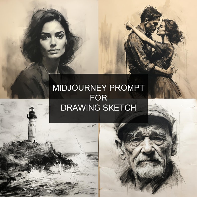 Midjourney Prompt for Drawing Sketch, Midjourney Prompt Guide, Draft ...