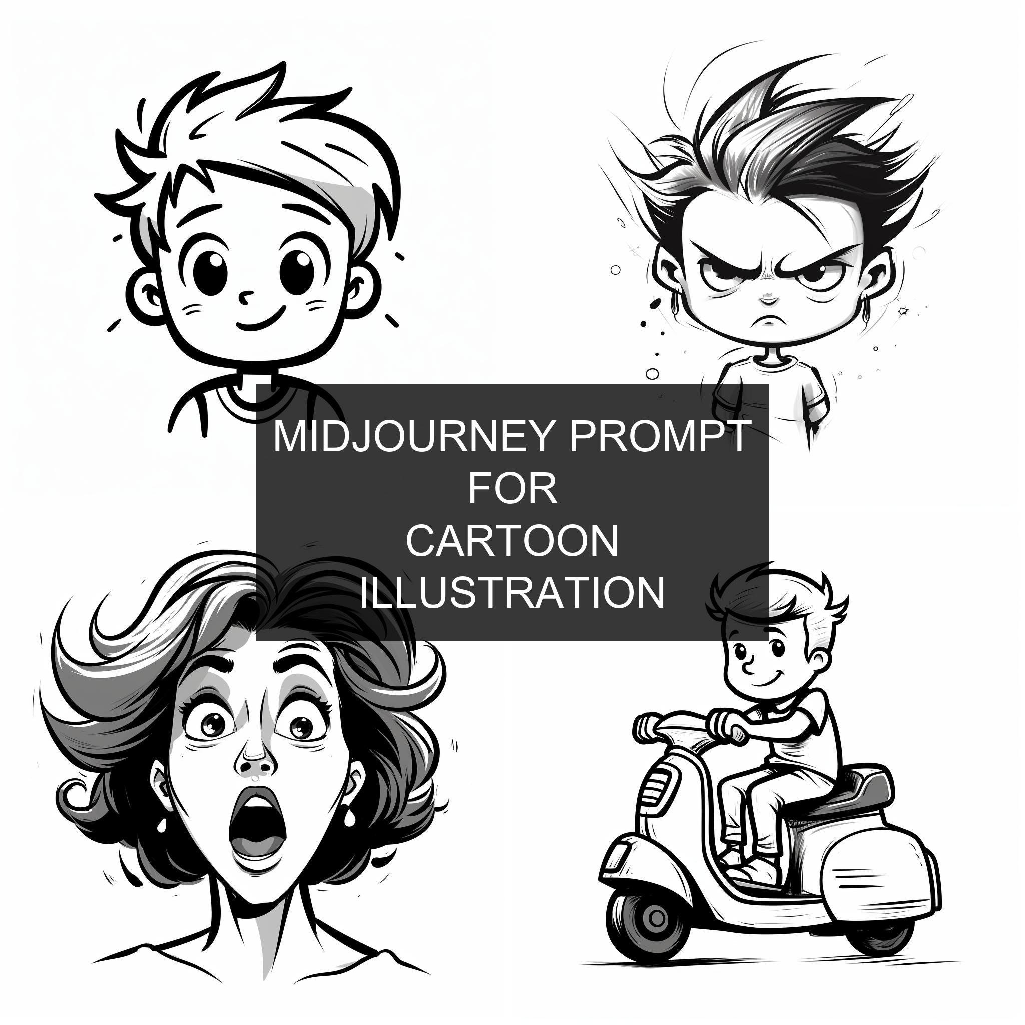 Midjourney Prompt for Cartoon Illustration, Cartoon Drawing Prompt ...