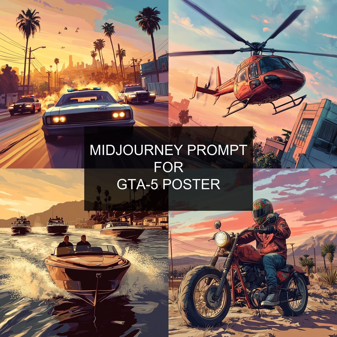 Midjourney Prompt for GTA-5 Poster, Midjourney Prompts Guide, Game ...