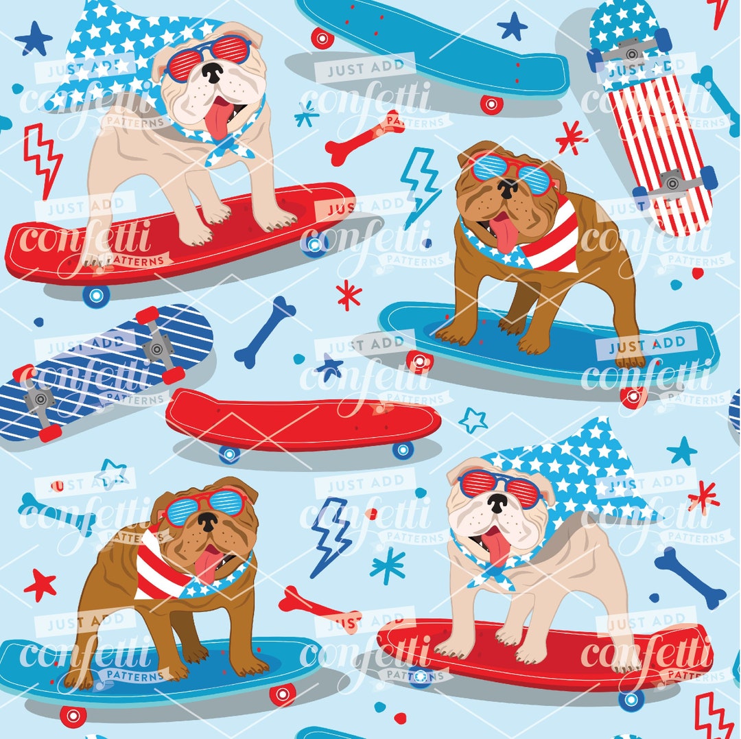 Bulldog 4th of July Seamless File, Dog Seamless, Fourth of July ...