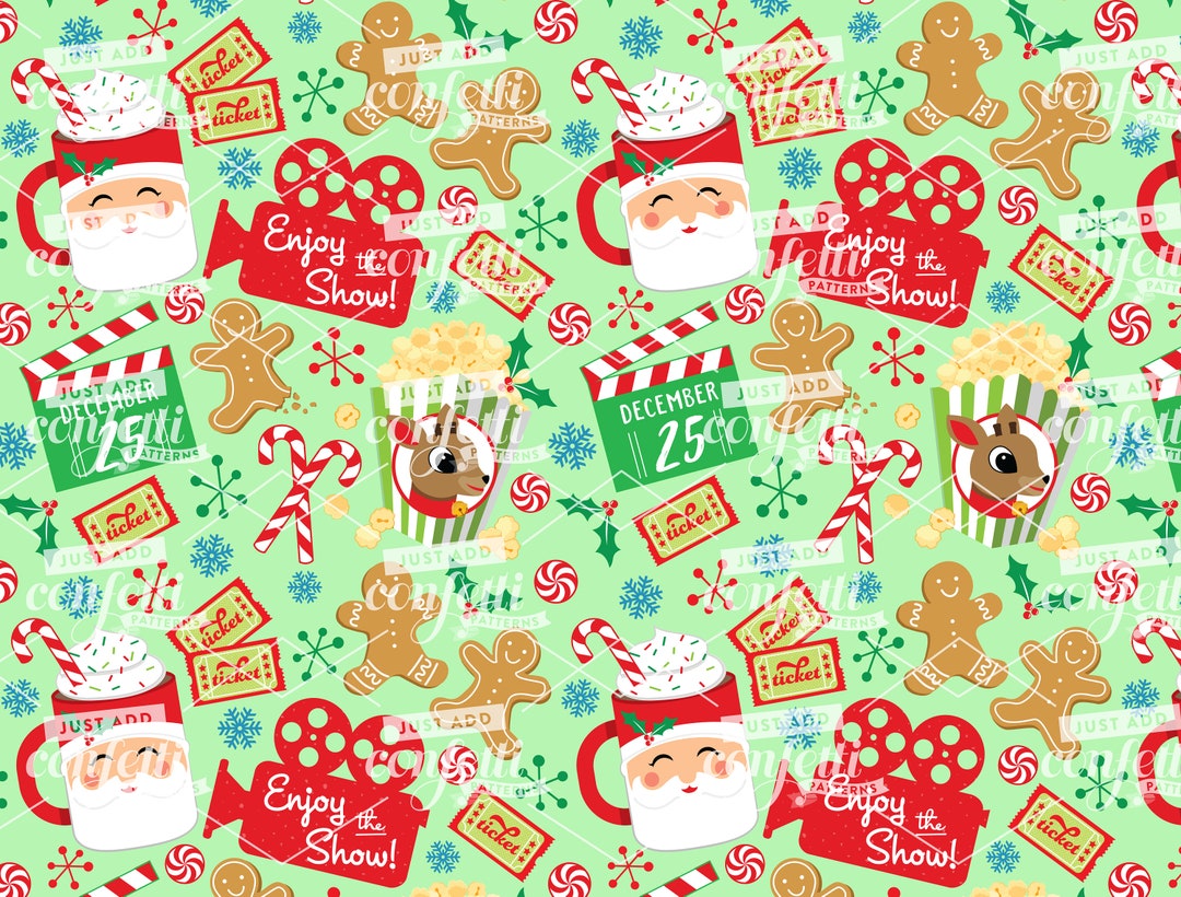 Christmas Movie Seamless File, Christmas Seamless, Movie Night ...