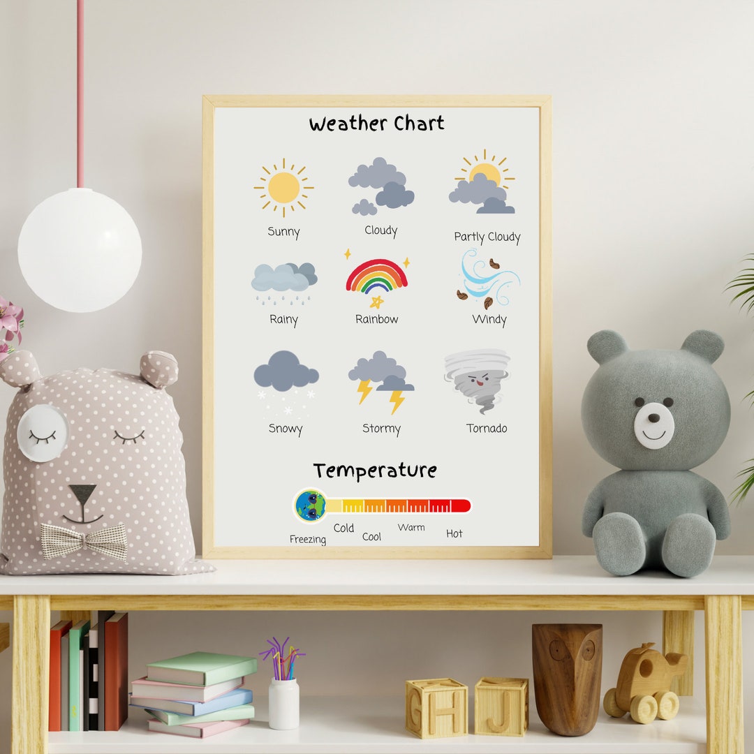 Weather Chart Print in Stone Weather Poster Educational - Etsy