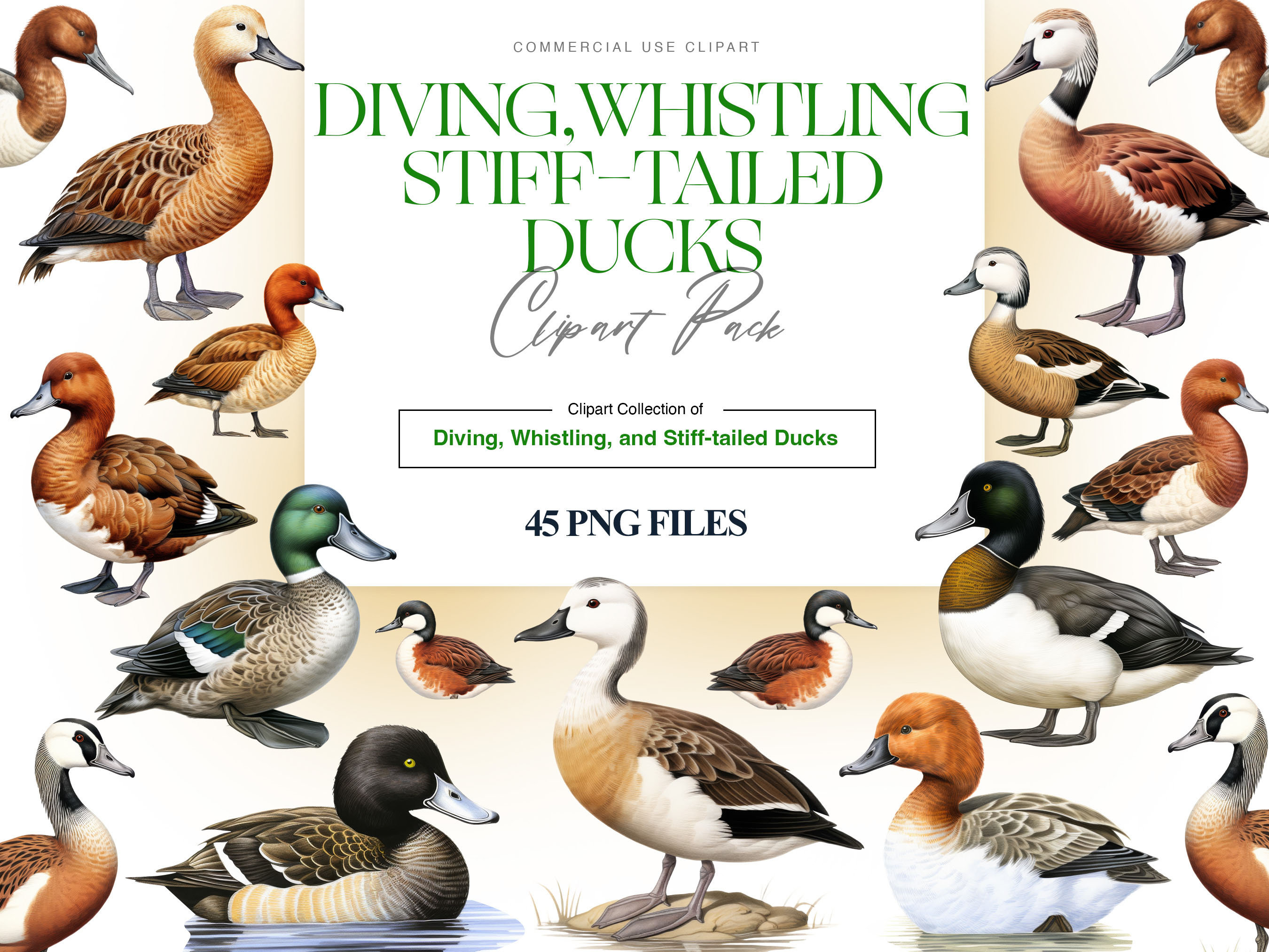 Duck Species Clipart, Whistling Duck, Long Tailed Duck, Wild Duck PNG ...