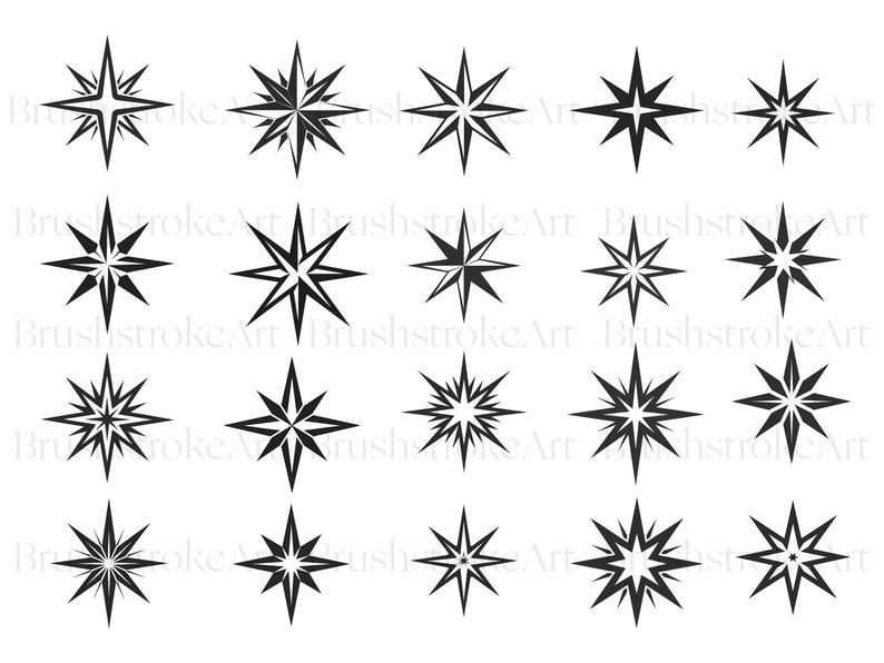 Stars Silhouette Clipart, Nativity Star, Christmas Star, Festive Star ...