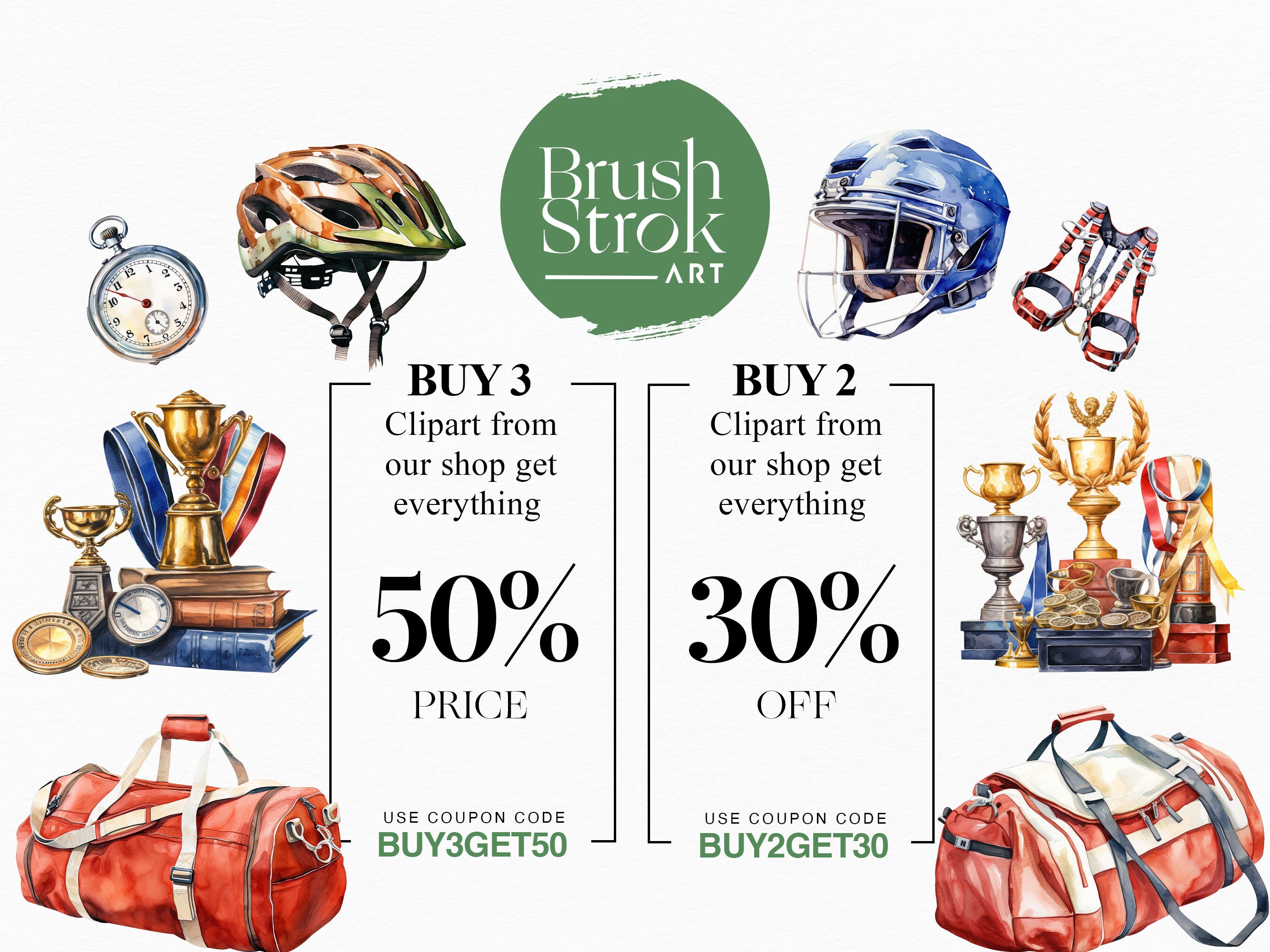 Watercolor Sports Clipart, Basketball, Hockey, Baseball, Golf, Soccer ...