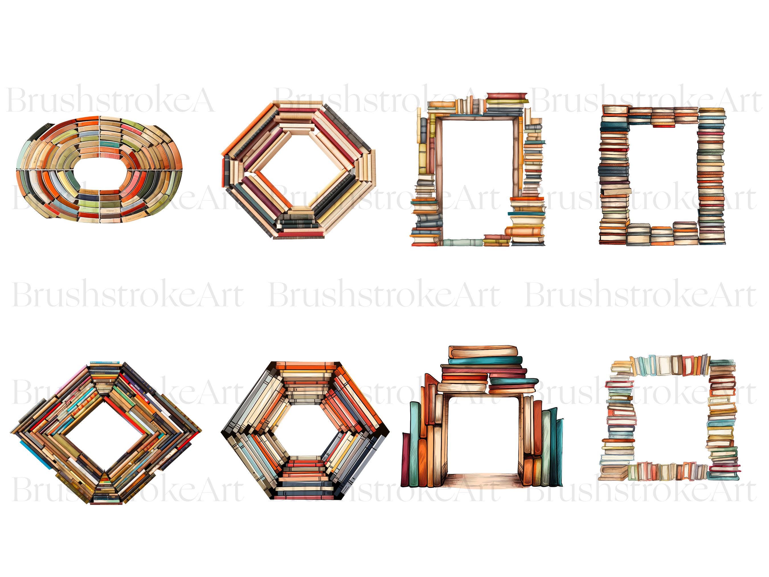 Book Border Clipart, Stack of Books, Border Clipart, Vintage Book ...