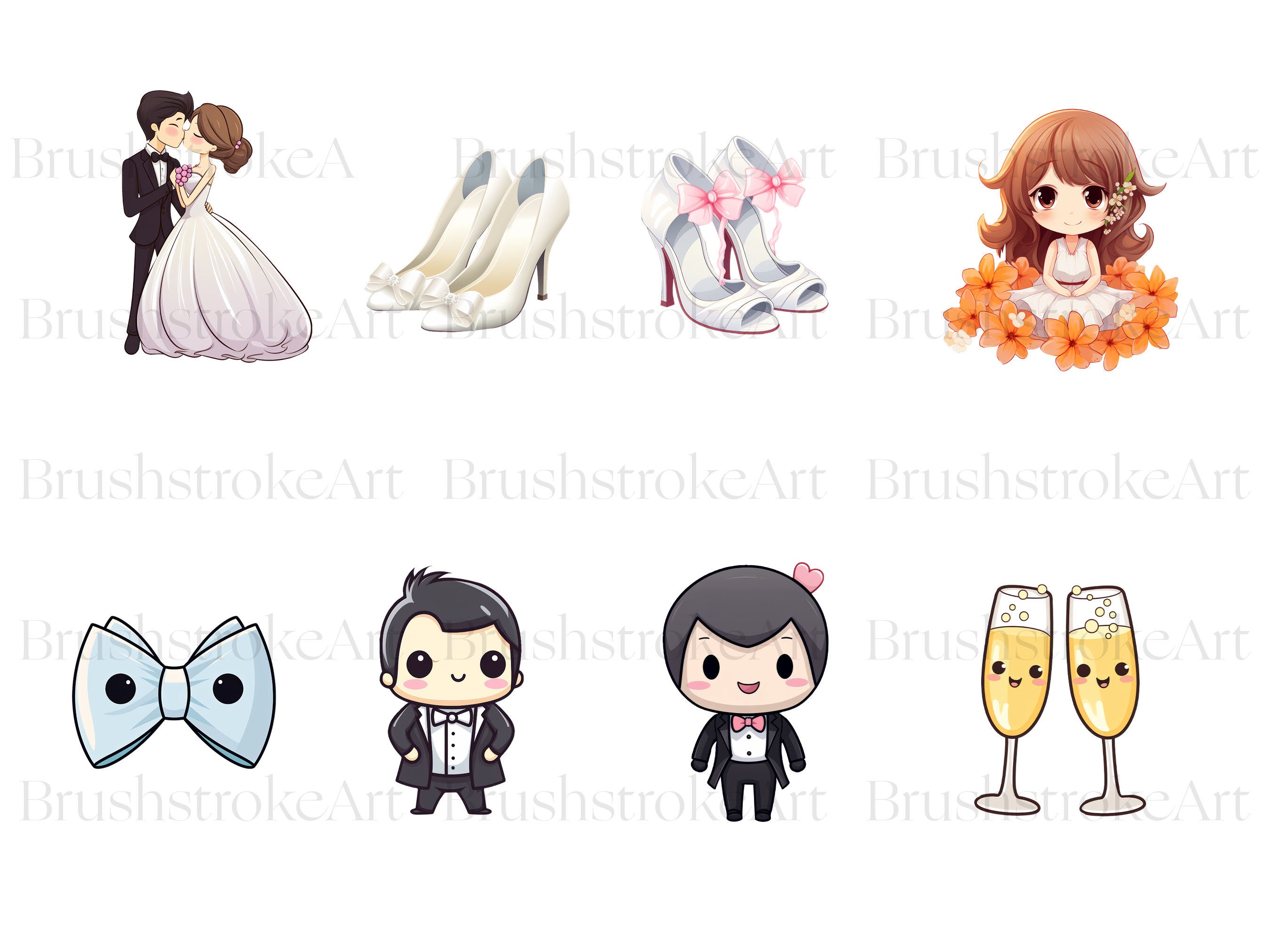 Cute Wedding Clipart, Marriage, Cute Wedding Couple, Kawaii Wedding ...