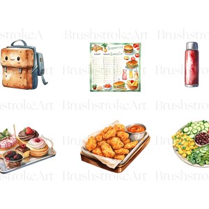 Watercolor Lunch Clipart, School Lunch Box, Healthy Food PNG, Junk Food ...