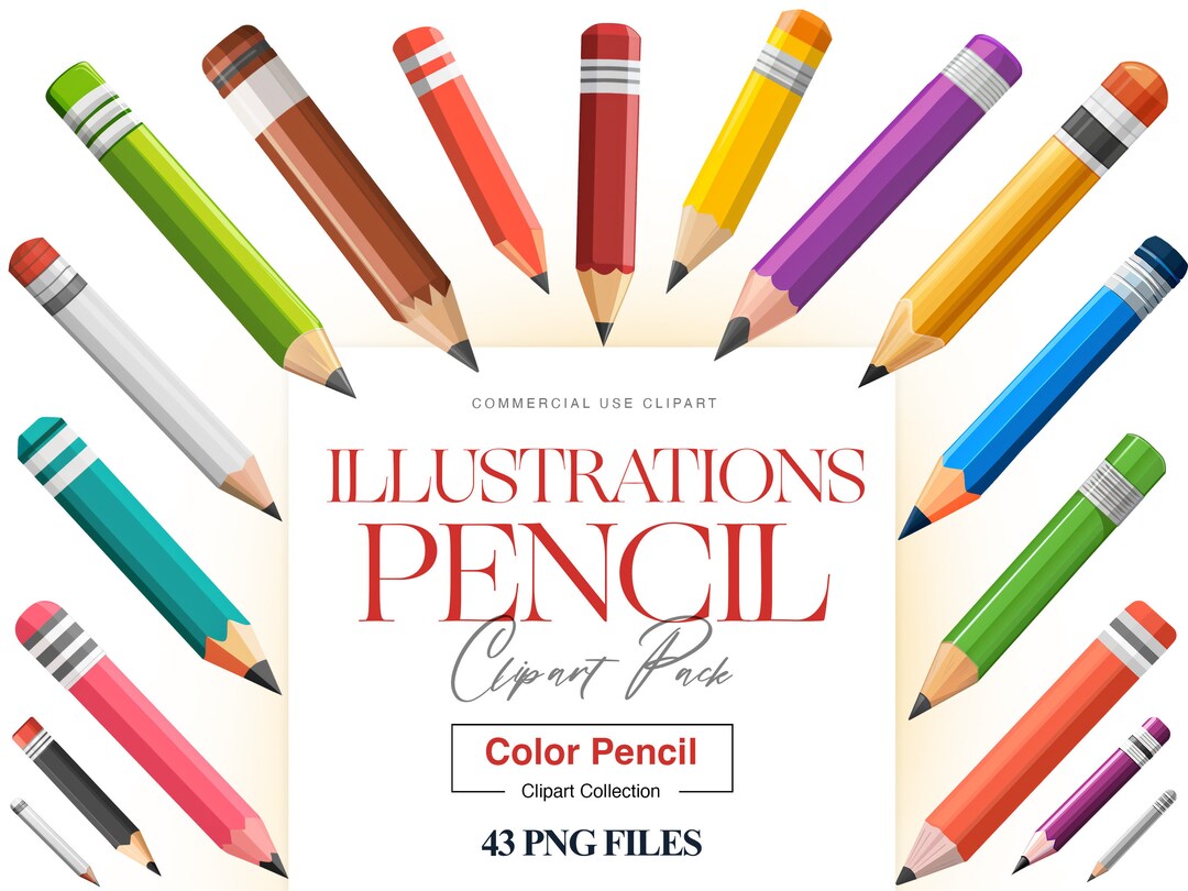 Pencil Clipart, Back to School, Art Supplies Clipart, Color Pencil PNG ...