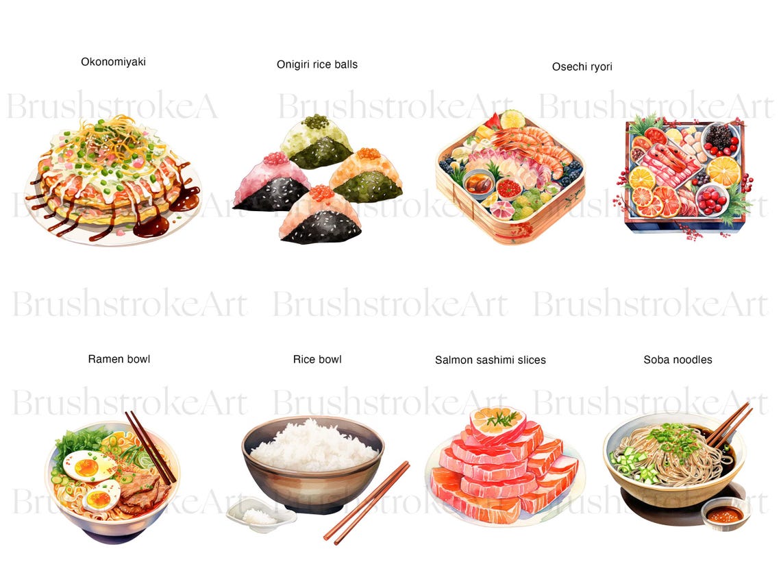 Japanese Food Clipart, Sushi, Sashimi, Traditional Japanese Dishes ...