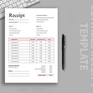 Simple Receipt Template, Canva Editable Receipt Template, Cash Receipt ...