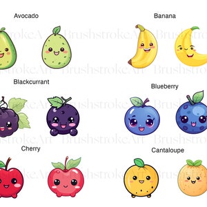 Cute Fruit Clipart, Happy Fruits, Pineapple Clipart, Red Apple, Smiling ...