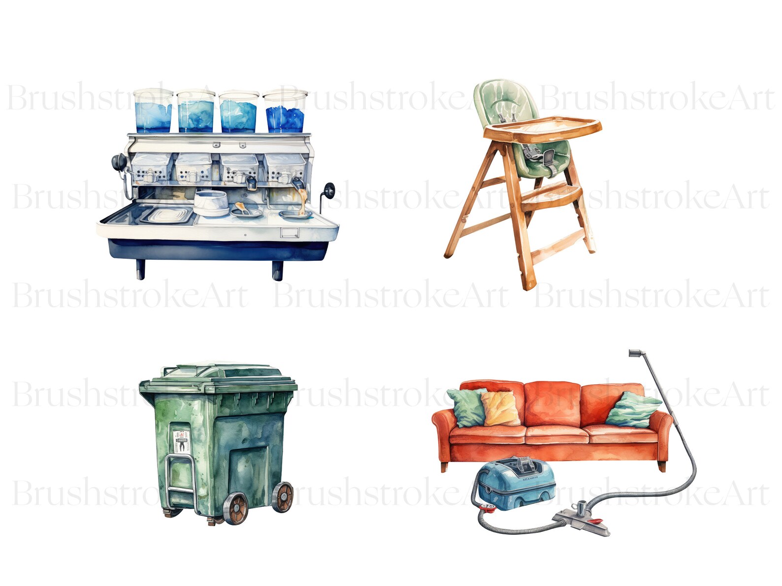 Watercolor Cleaning Clipart, House Chores, Laundry, Sponge, Bucket ...