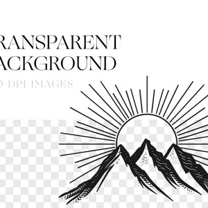 Line Art Sun Silhouette, Boho Sun Symbol, Sunset PNG, Sun Rays, Half ...