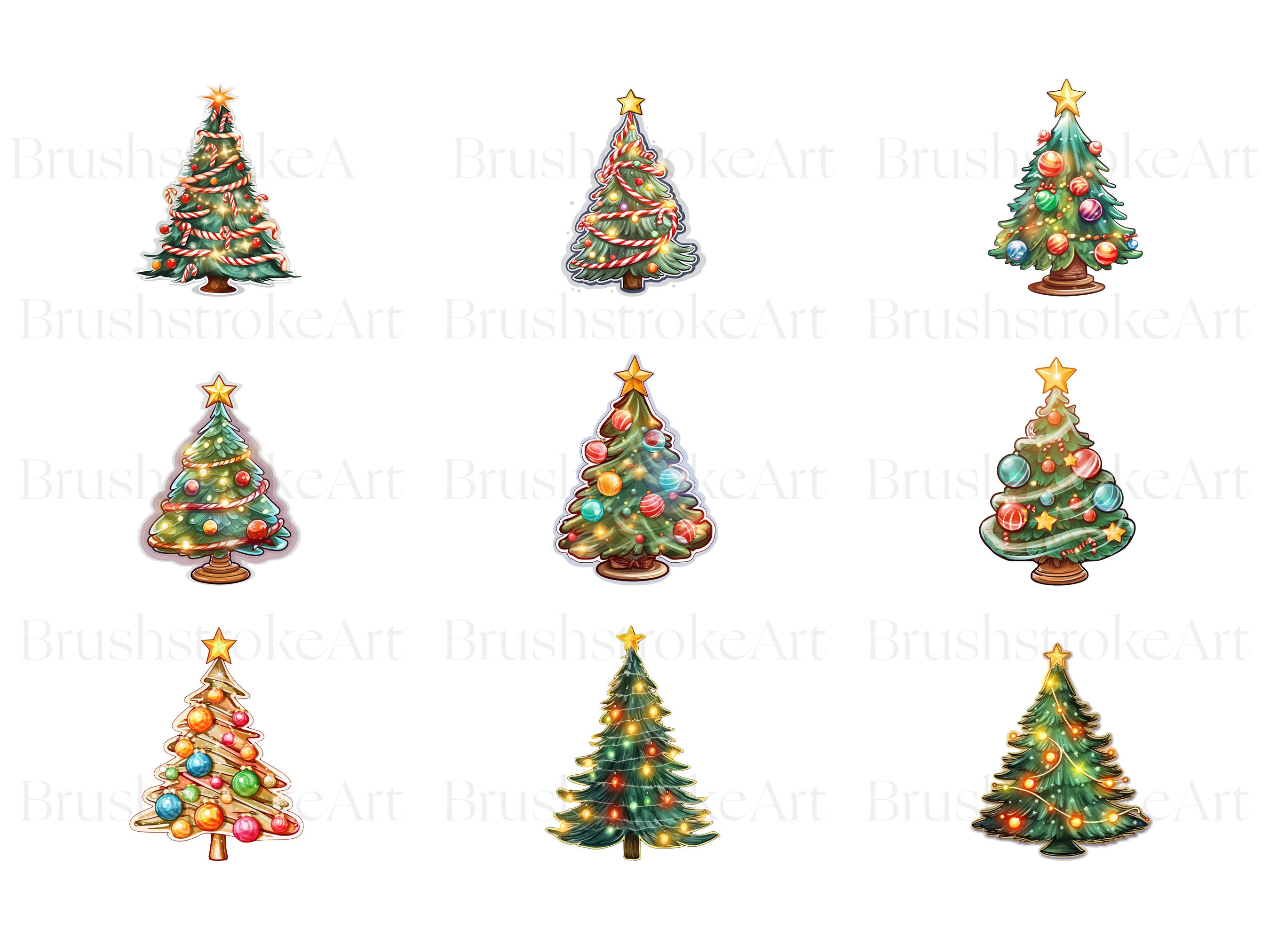 Christmas Tree Clipart, Watercolor Pine Tree, Christmas Decoration ...