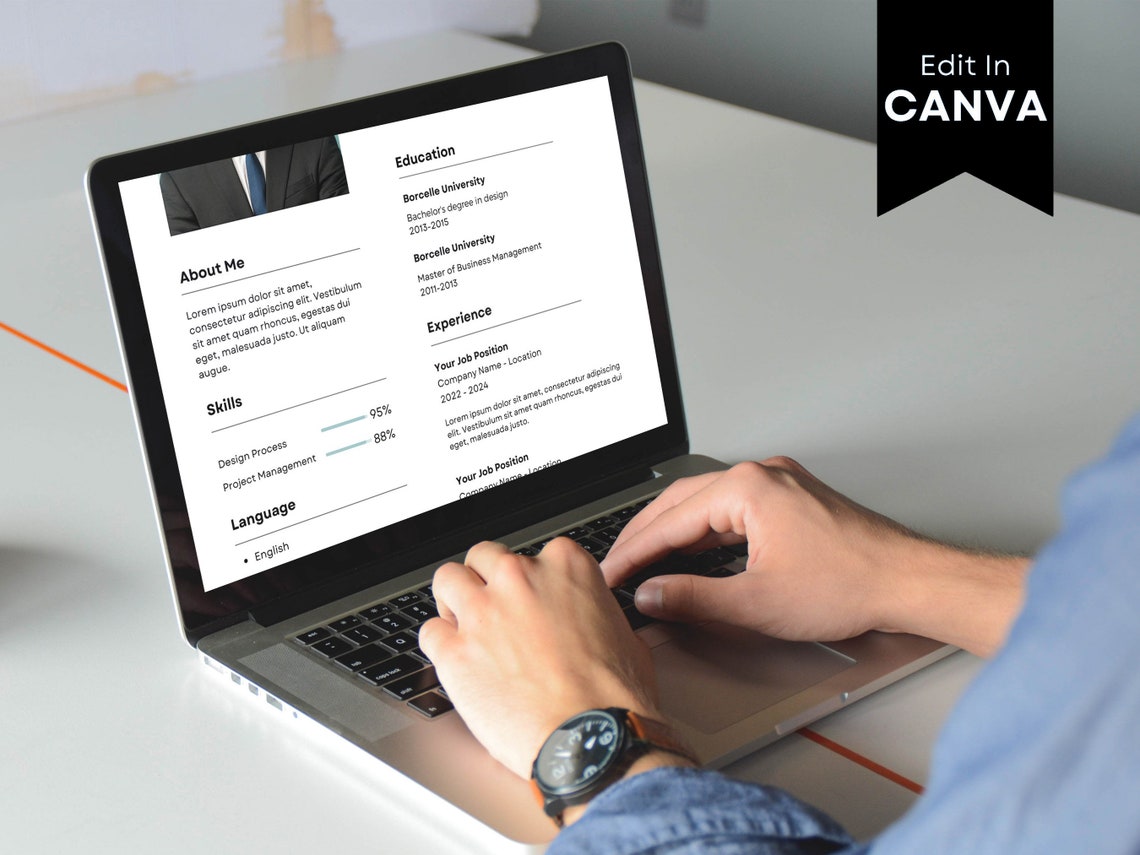 Simple Resume Template, Canva Editable Resume Format, CV Template ...