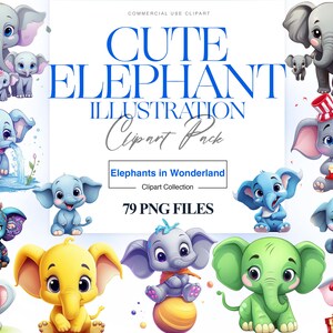 Cute Elephant Clipart, Blue Elephant, Safari Animal, Cute Baby Elephant ...