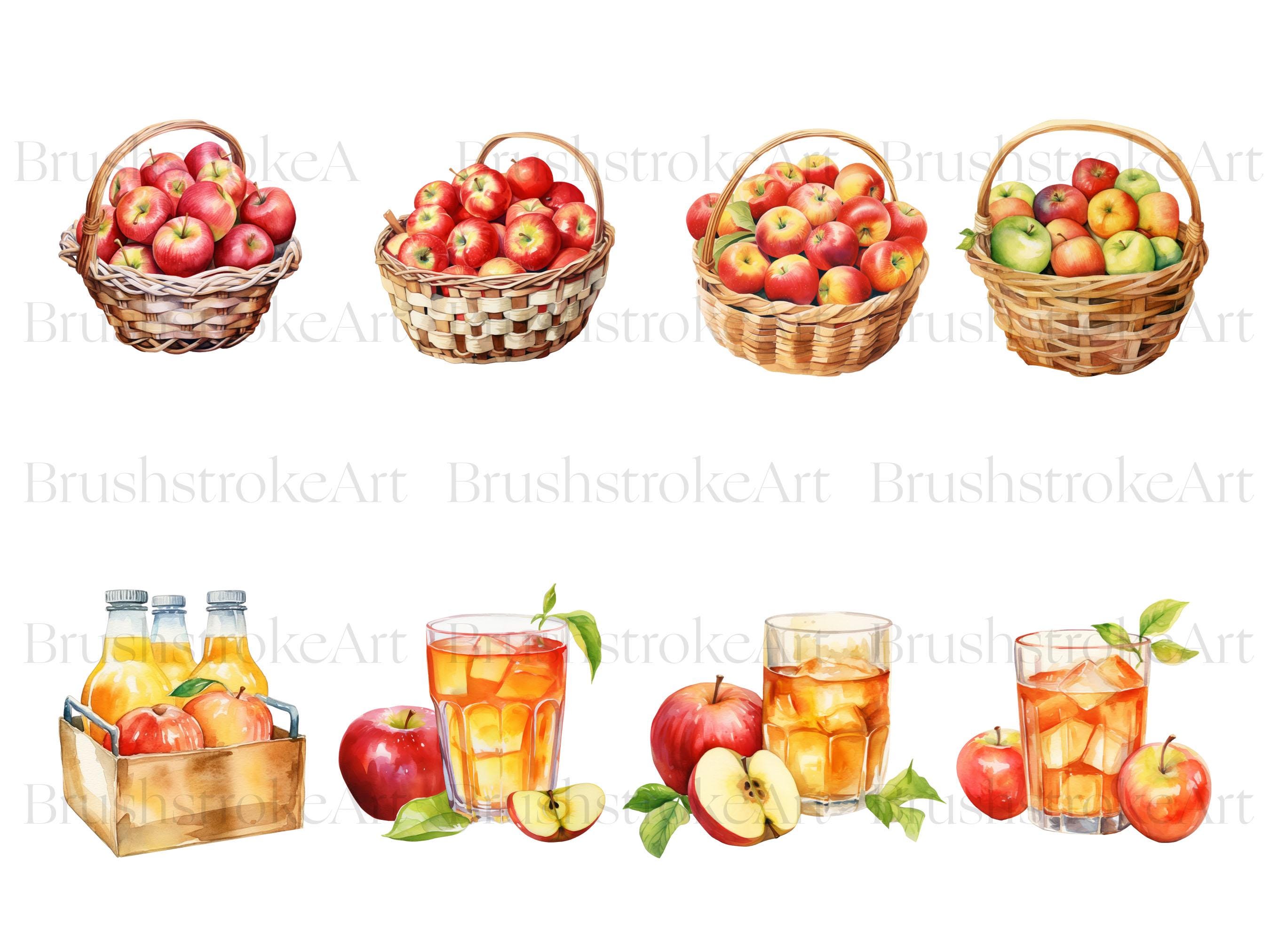 Apple Clipart, Red Apple Tree, Fruit Clipart, Watercolor Apple Harvest ...