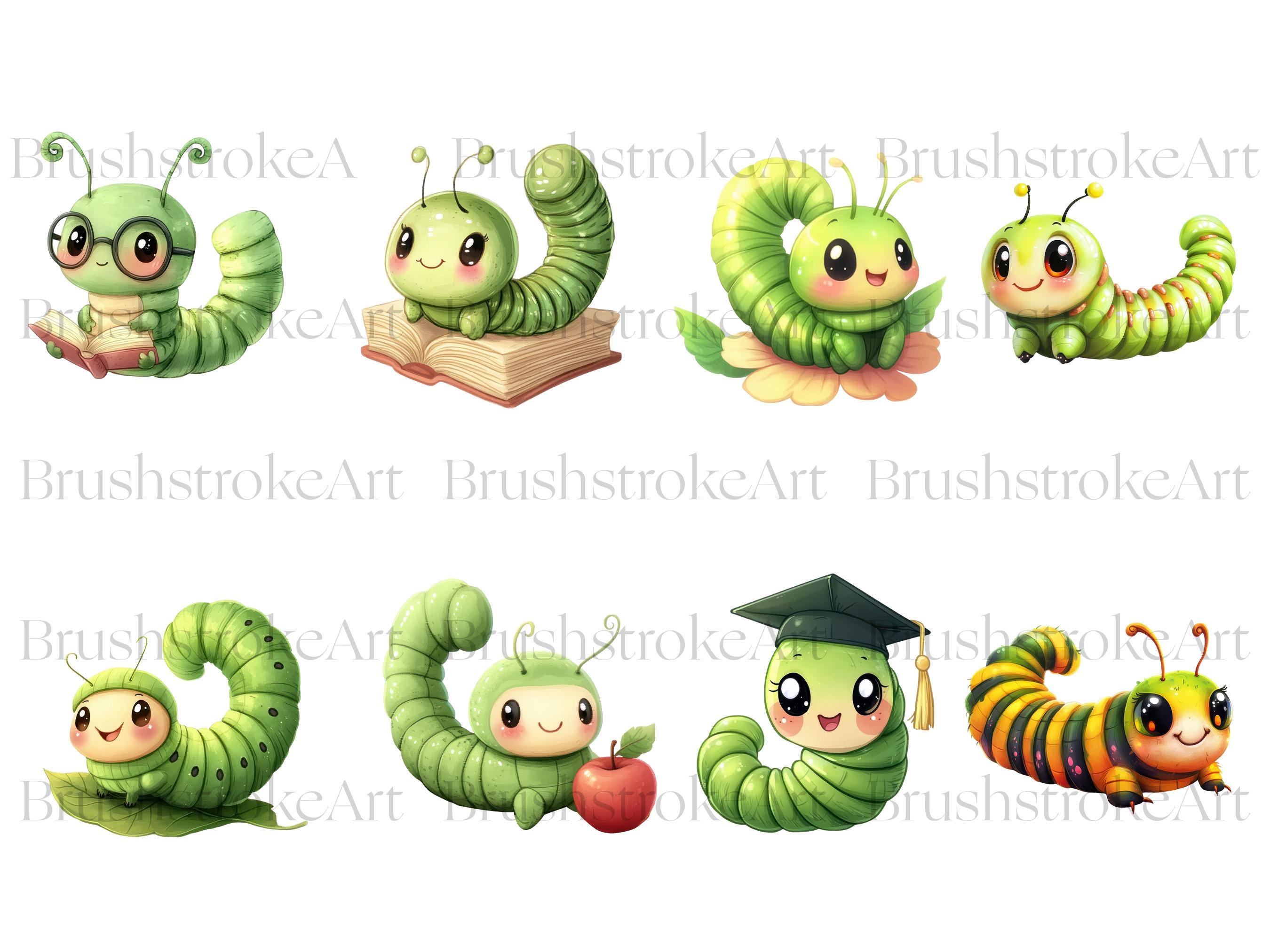 Cute Caterpillar Clipart, Cute Insect , Watercolor Worm, Garden Critter ...