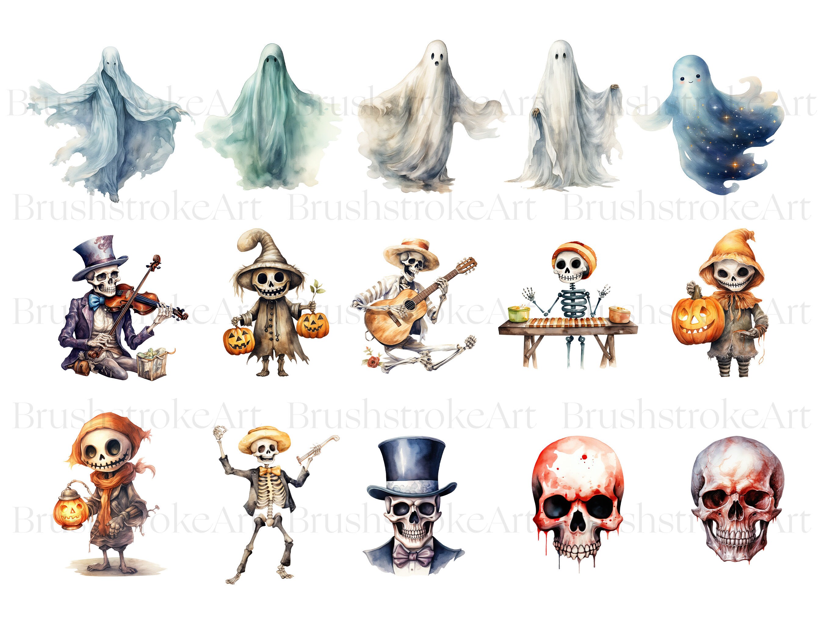 125 Halloween Hues Clipart Pack Watercolor Pngs Digital Download for ...