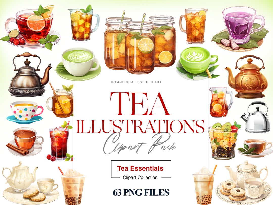 Tea Clipart, Tea Cup, Green Tea, Black Tea, Vintage Teapot, Tea Set ...