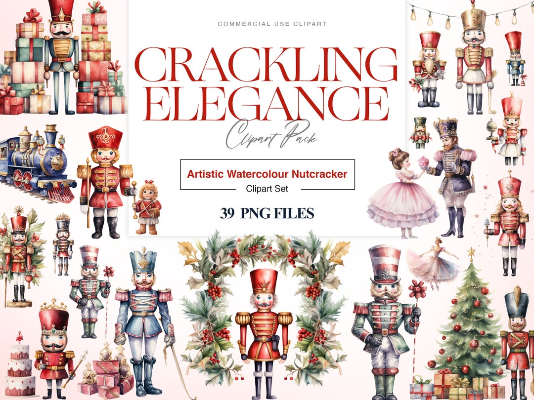 Nutcracker Clipart Pack: Watercolor Christmas PNG Images for - Etsy
