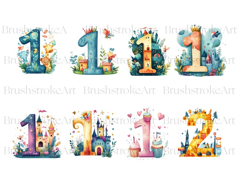 Watercolor Numbers Clipart, Birthday Numbers, Party, Colorful Numbers ...