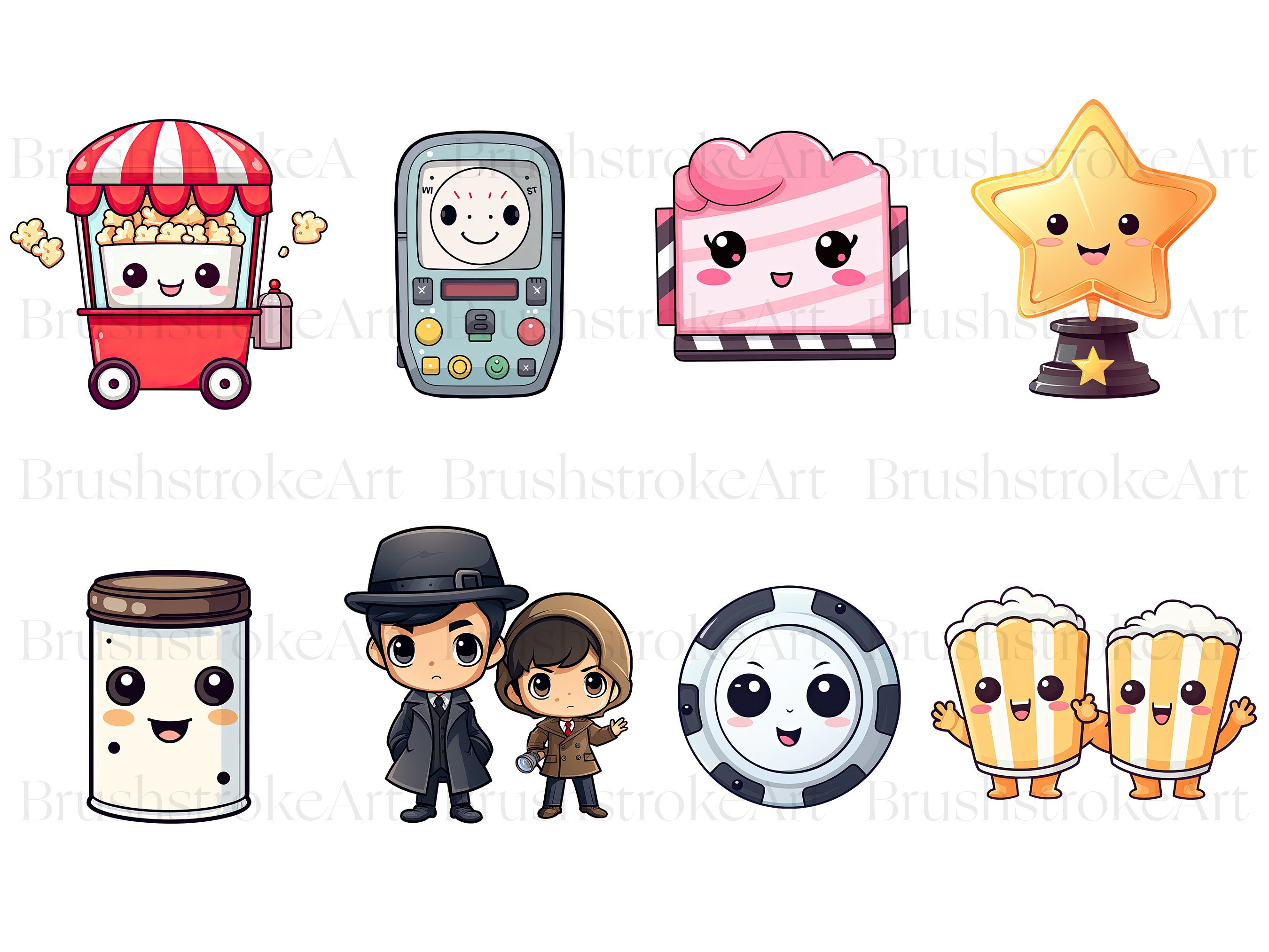 Watercolor Movie Clipart, Kawaii, Cinema, Film, Movie Party, Theatre ...