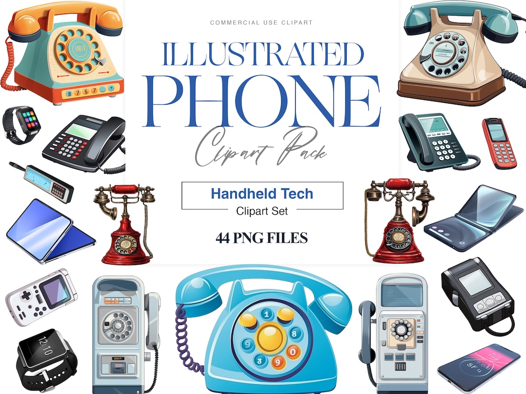 Watercolor Phone Clipart, Mobile, Cell Phone PNG, Telephone, Technology ...