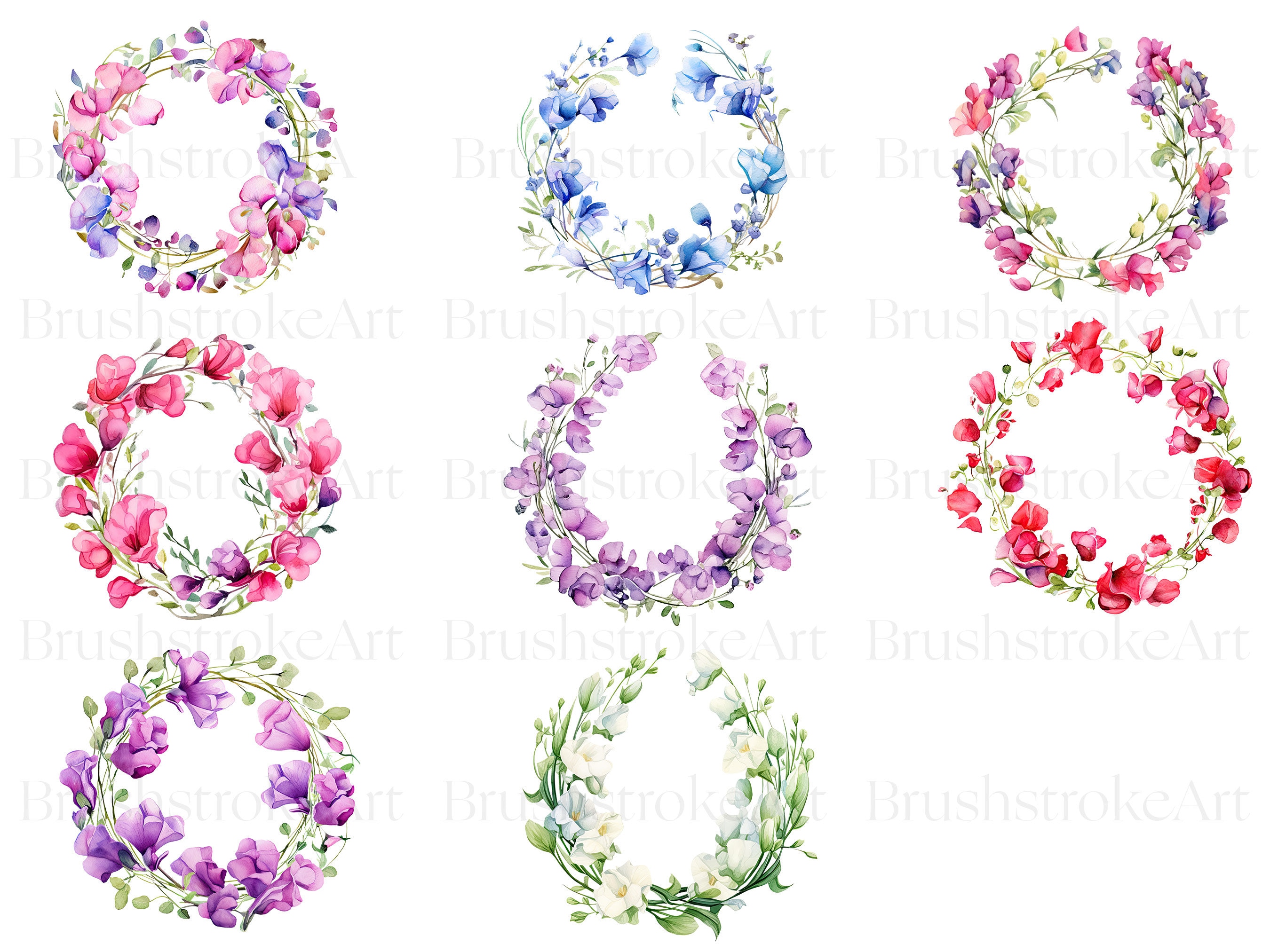 Watercolor Sweet Pea Flower Clipart, Birth Month Flower, Floral PNG ...