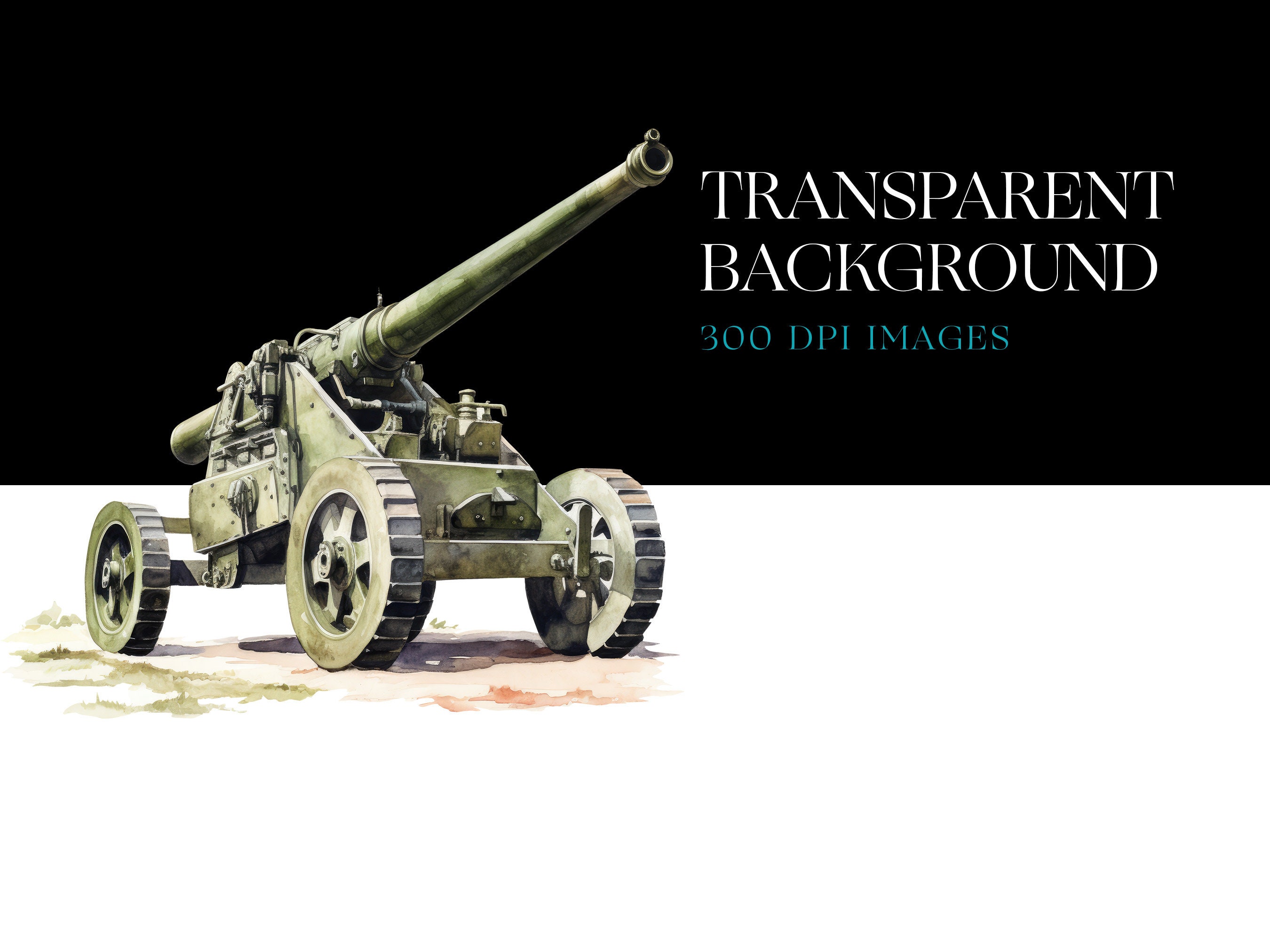 Watercolor Army Vehicle Clipart, Tank, Helicopter, Fighter Jet, Plane ...