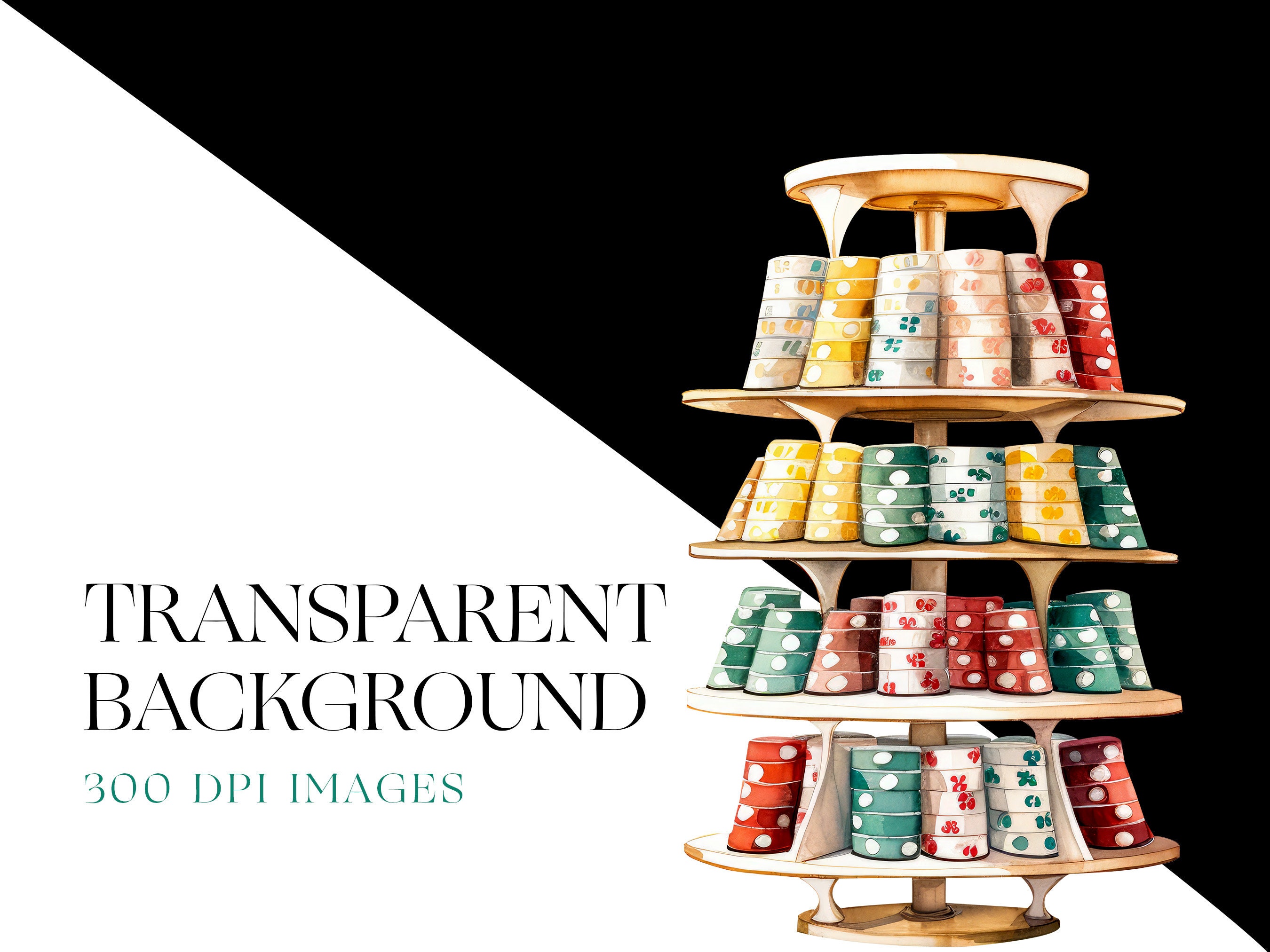 Watercolor Casino, Slot Machine, Jackpot, Poker Chips, Playing Cards ...