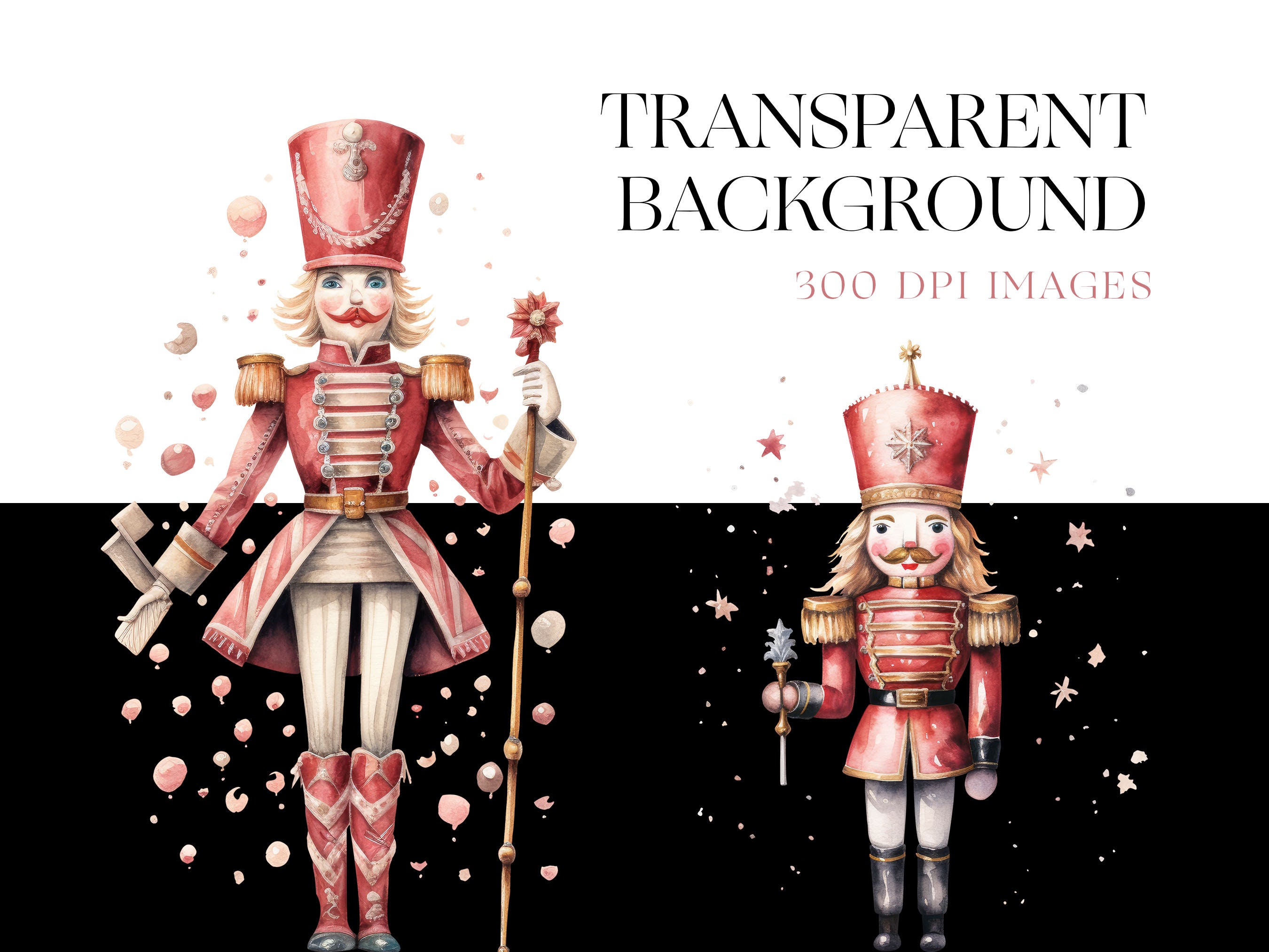 Nutcracker Clipart Pack: Watercolor Christmas PNG Images for - Etsy