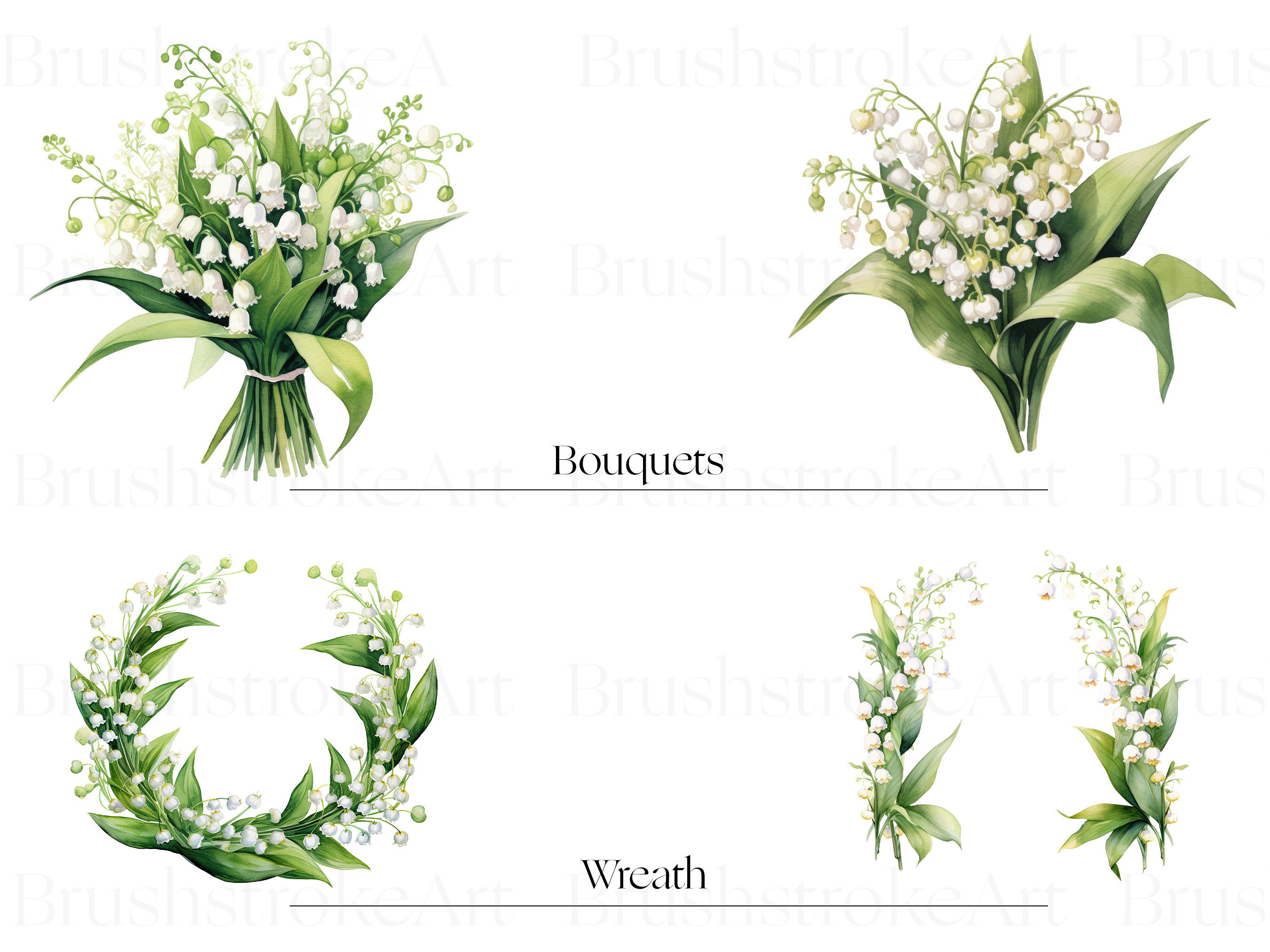 Watercolor Lily of the Valley , Flower Clipart, 36 May Birth Month ...