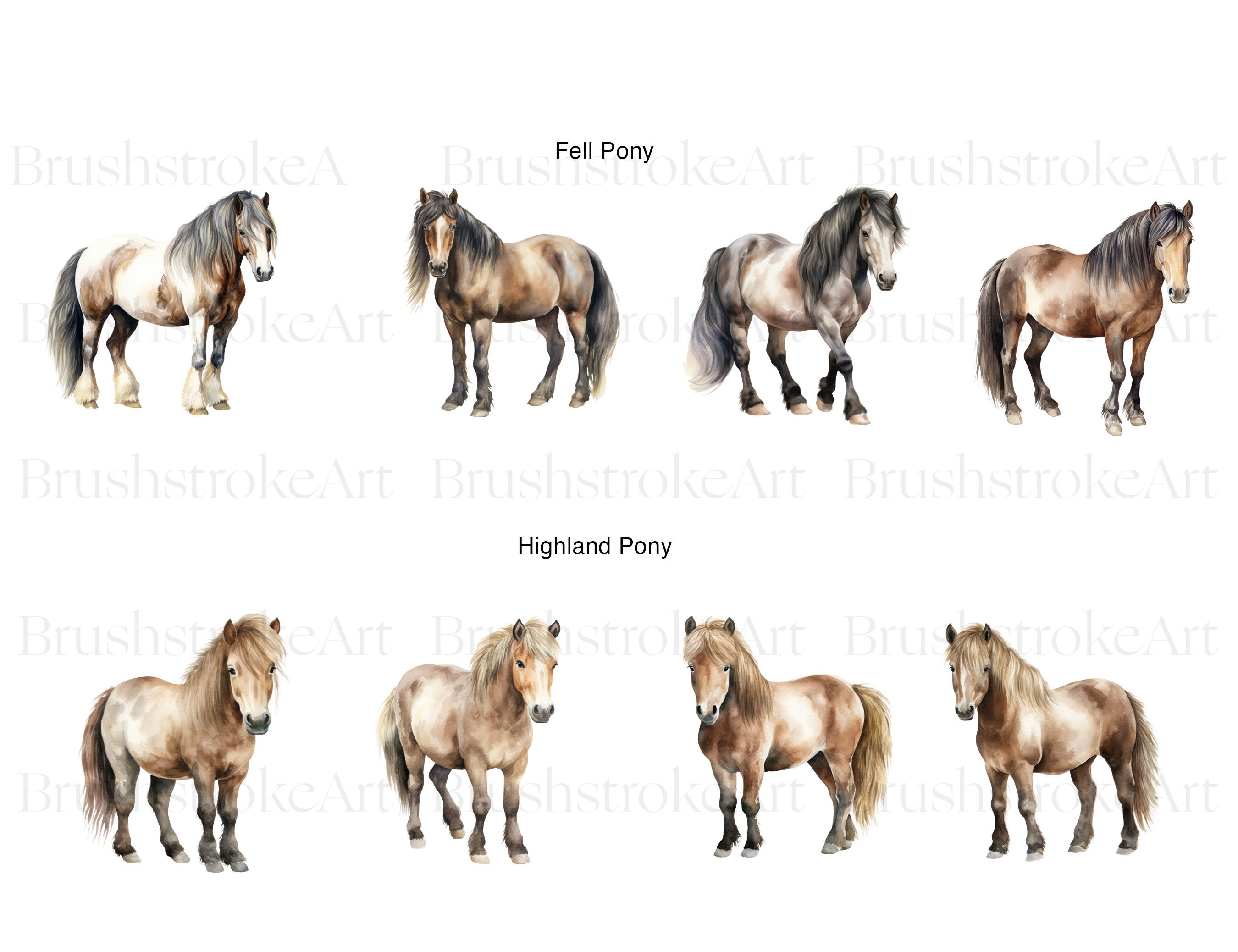 Watercolor Pony Clipart, Highland Pony PNG, Pink Pony, Horse Clipart ...