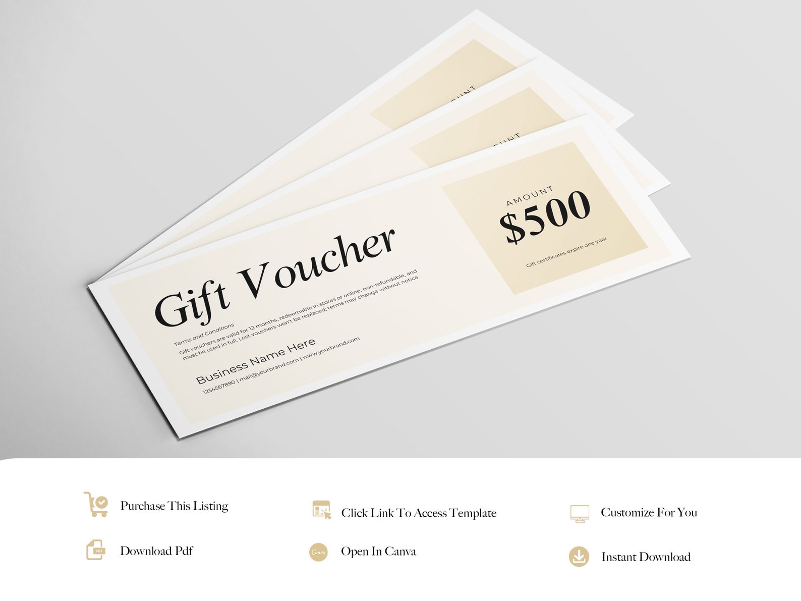 Gift Certificate Template, Printable, Voucher Template, Blank Gift ...