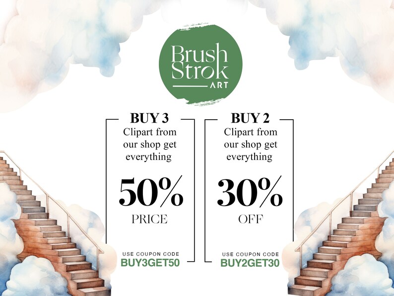 Watercolor Stairs Clipart, Fantasy Stone Steps, Mossy, Garden, Floral ...