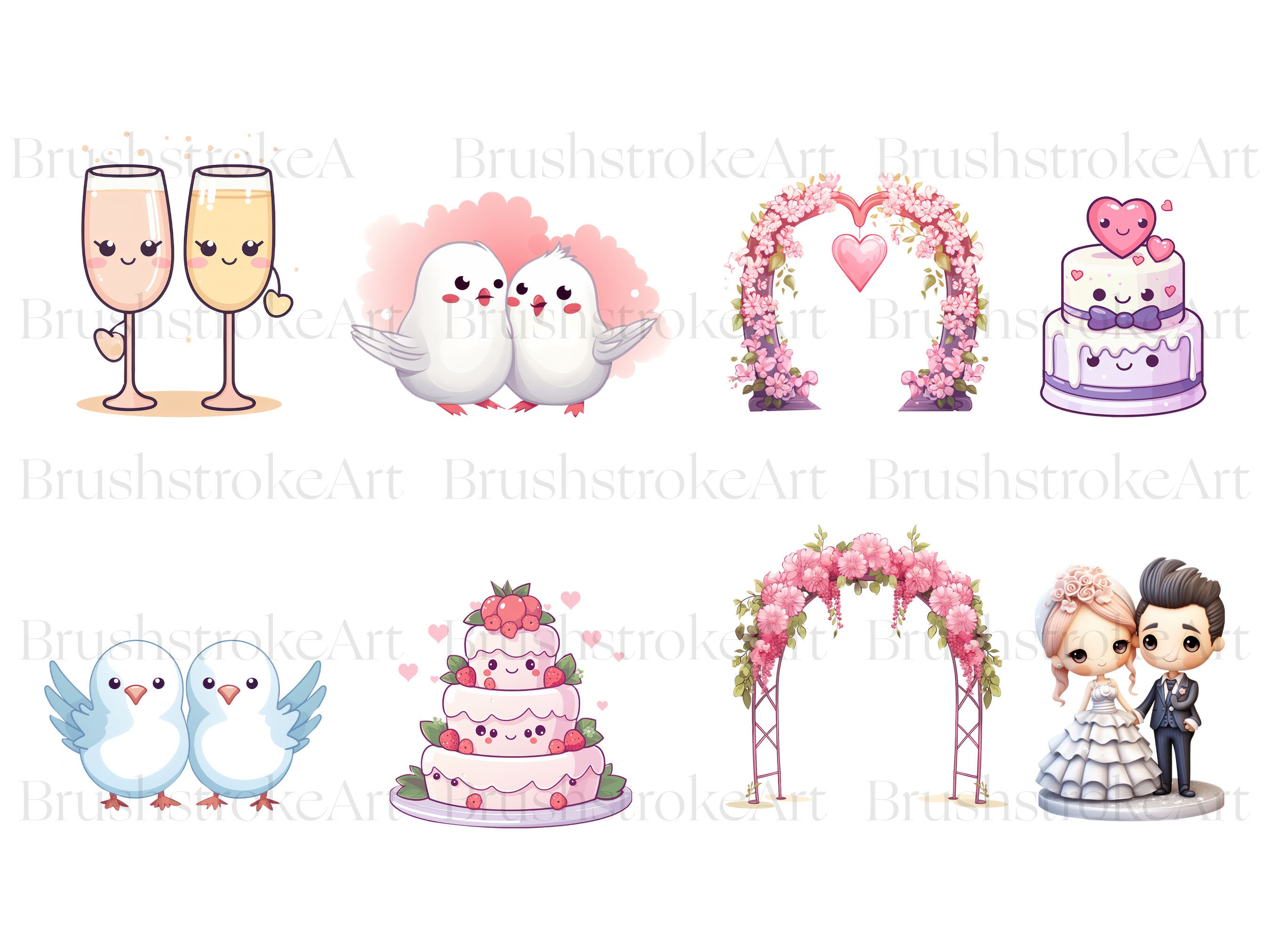 Cute Wedding Clipart, Marriage, Cute Wedding Couple, Kawaii Wedding ...