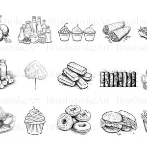 Junk Food Clipart: Watercolor Donut Pizza Burger PNG Images - Etsy